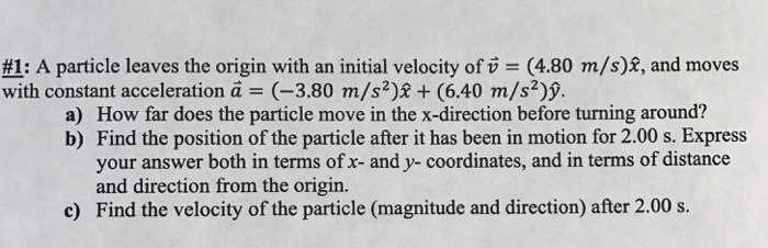Solved A particle leaves the origin with an initial velocity | Chegg.com