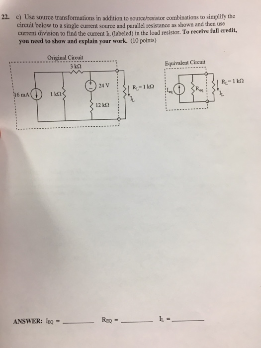 Solved a) Using ONLY resistor combinations and source | Chegg.com