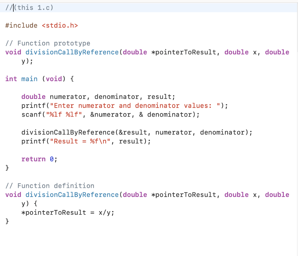 Solved 7/|(this 1.c) #include // Function prototype void | Chegg.com