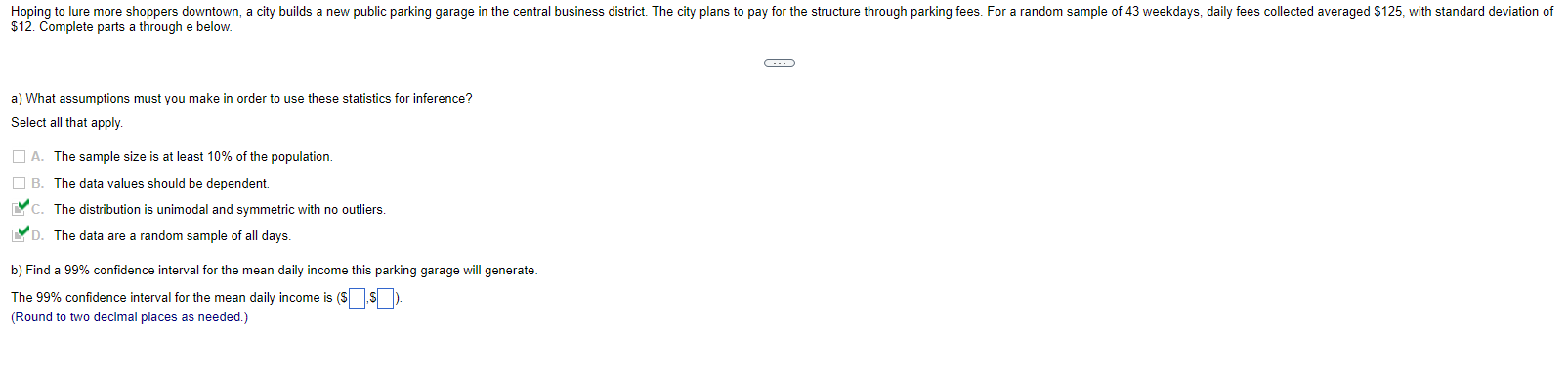 Solved $12. Complete parts a through e below. a) What | Chegg.com