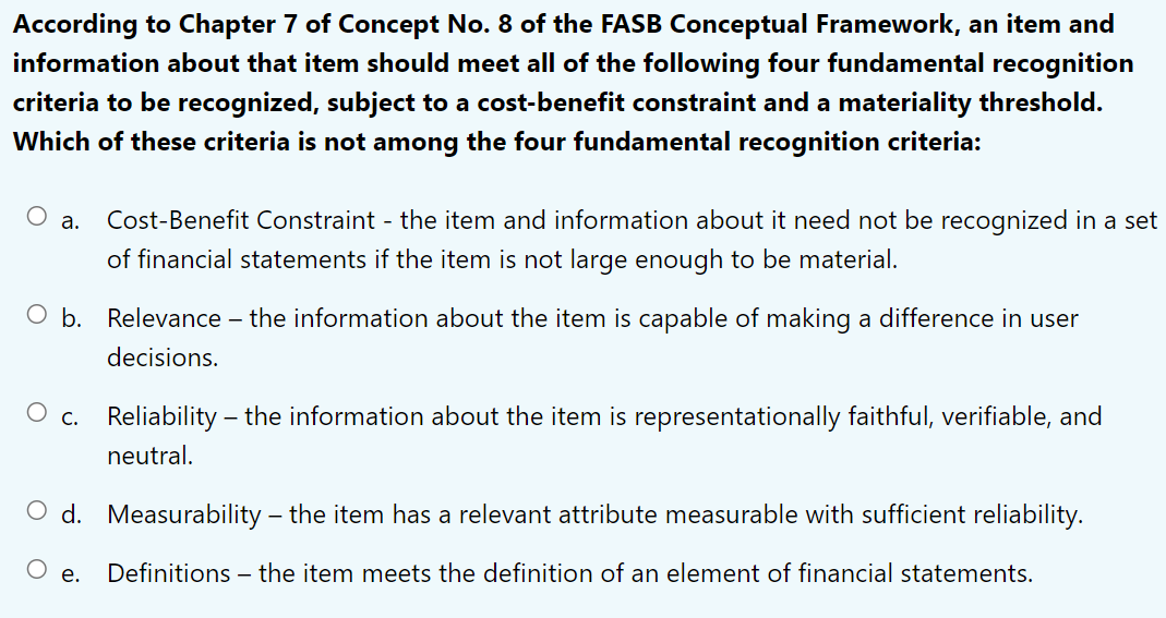 Solved According to Chapter 7 of Concept No. 8 of the FASB | Chegg.com