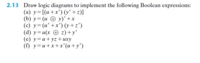 Solved 2.13 Draw logic diagrams to implement the following | Chegg.com