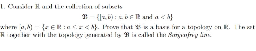 Solved 1. Consider R and the collection of subsets | Chegg.com