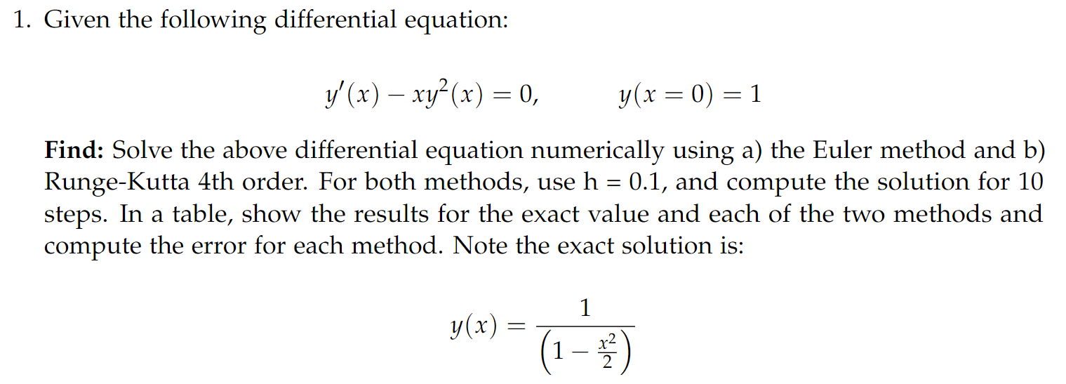 Solved 1. Given the following differential equation: | Chegg.com