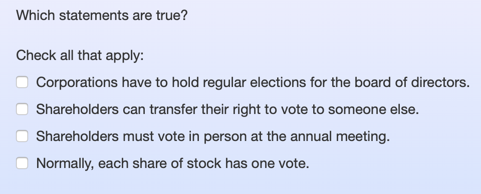 Solved Which statements are true? Check all that apply: | Chegg.com