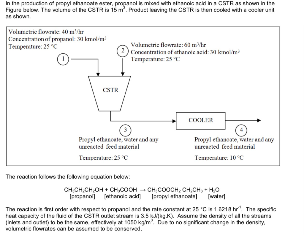 Solved In The Production Of Propyl Ethanoate Ester Propanol 2556