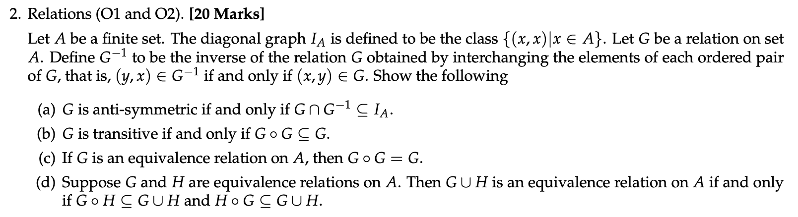Solved Discrete maths: relations: part 2(d) - please answer | Chegg.com