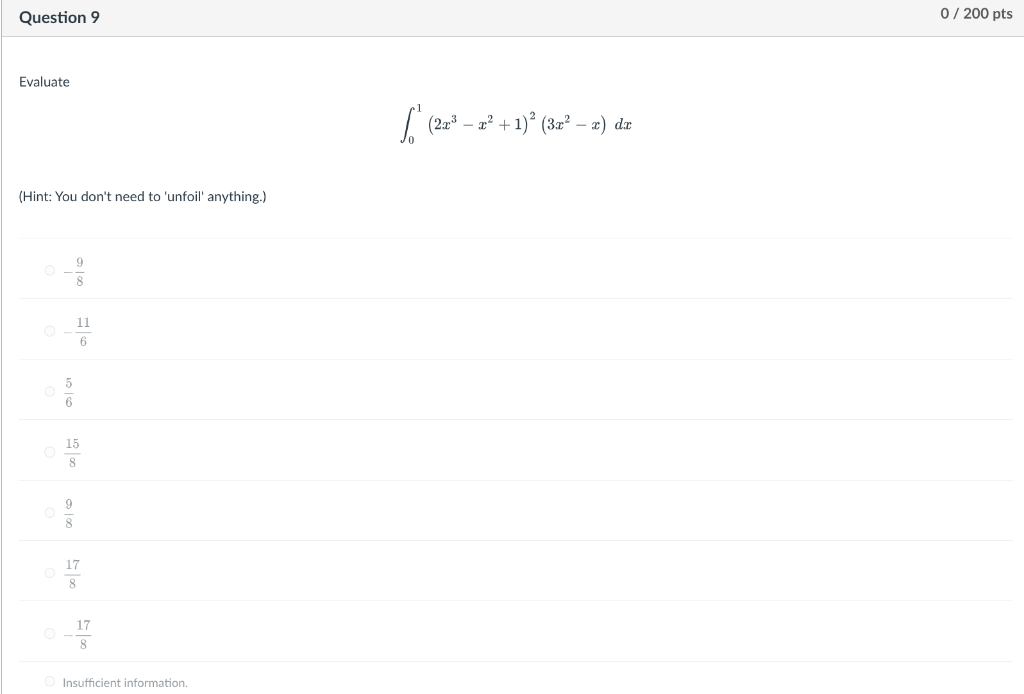 Solved Evaluate ∫01(2x3−x2+1)2(3x2−x)dx (Hint: You don't | Chegg.com
