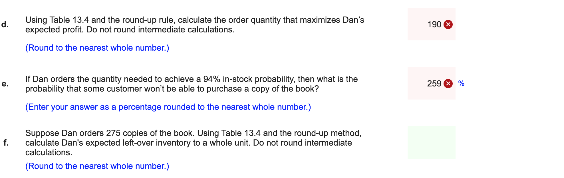 Solved TABLE 13.4 The Distribution and Expected Inventory | Chegg.com