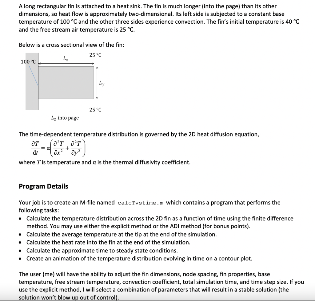 Solved A long rectangular fin is attached to a heat sink. | Chegg.com