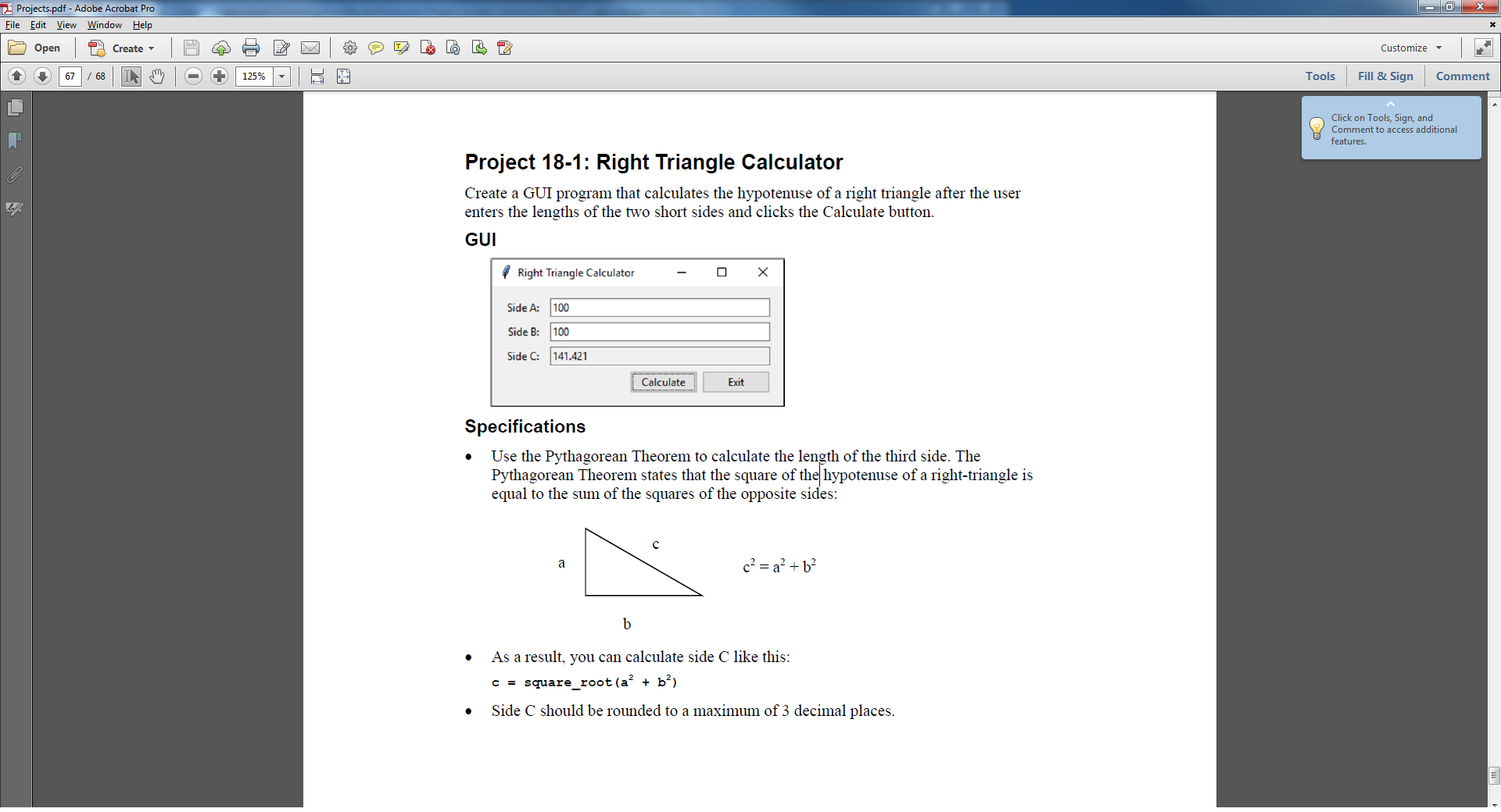 Solved Project 18-1: Right Triangle Calculator Click on | Chegg.com