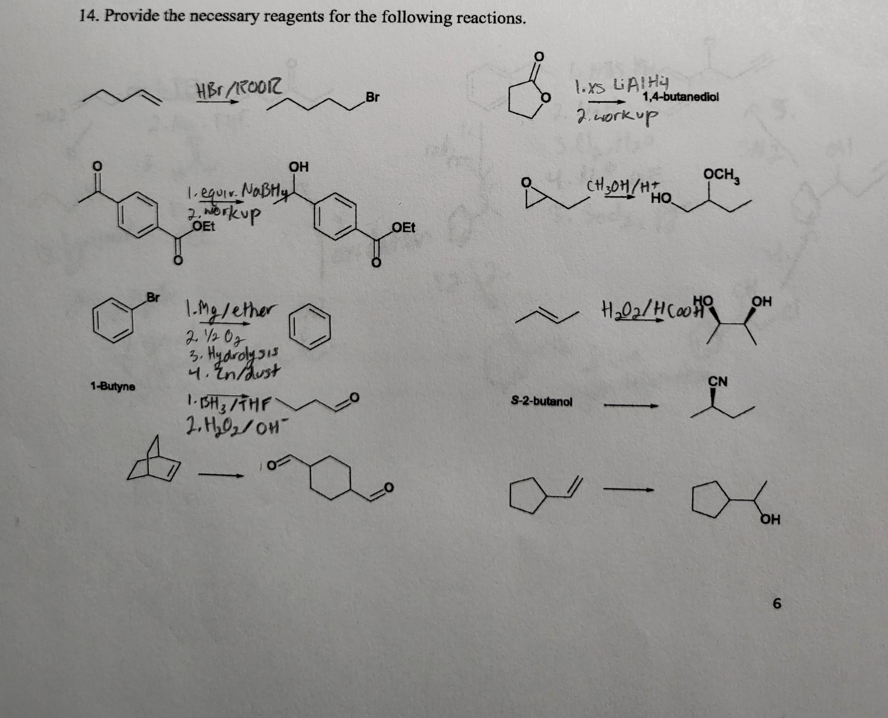 Solved 14. Provide the necessary reagents for the following | Chegg.com