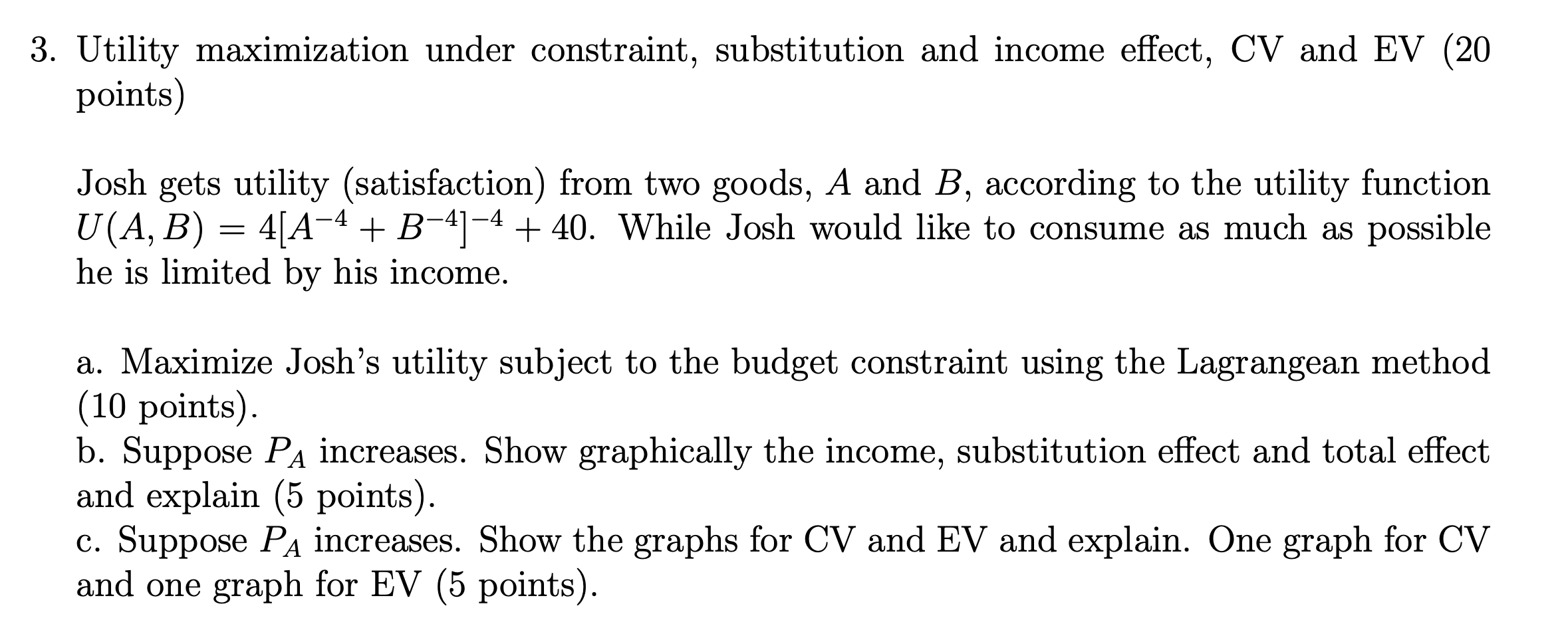 Solved 3. Utility maximization under constraint, | Chegg.com