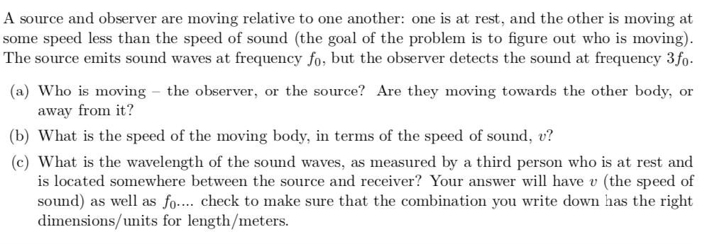 Solved A source and observer are moving relative to one | Chegg.com