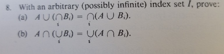 Solved 8. With an arbitrary (possibly infinite) index set 1, | Chegg.com