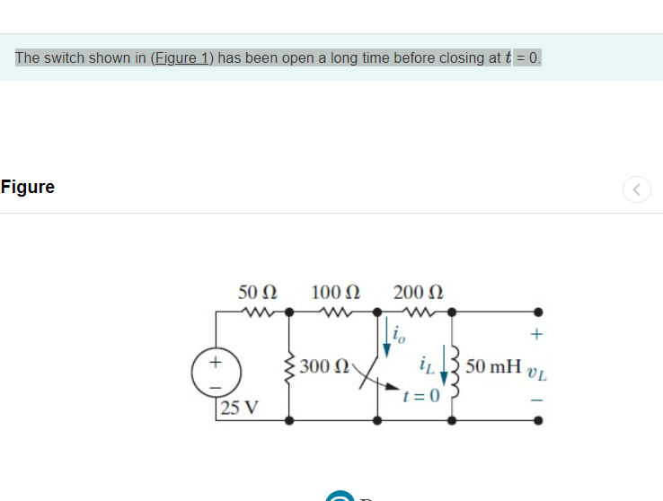 Solved The switch shown in (Figure 1) has been open a long | Chegg.com