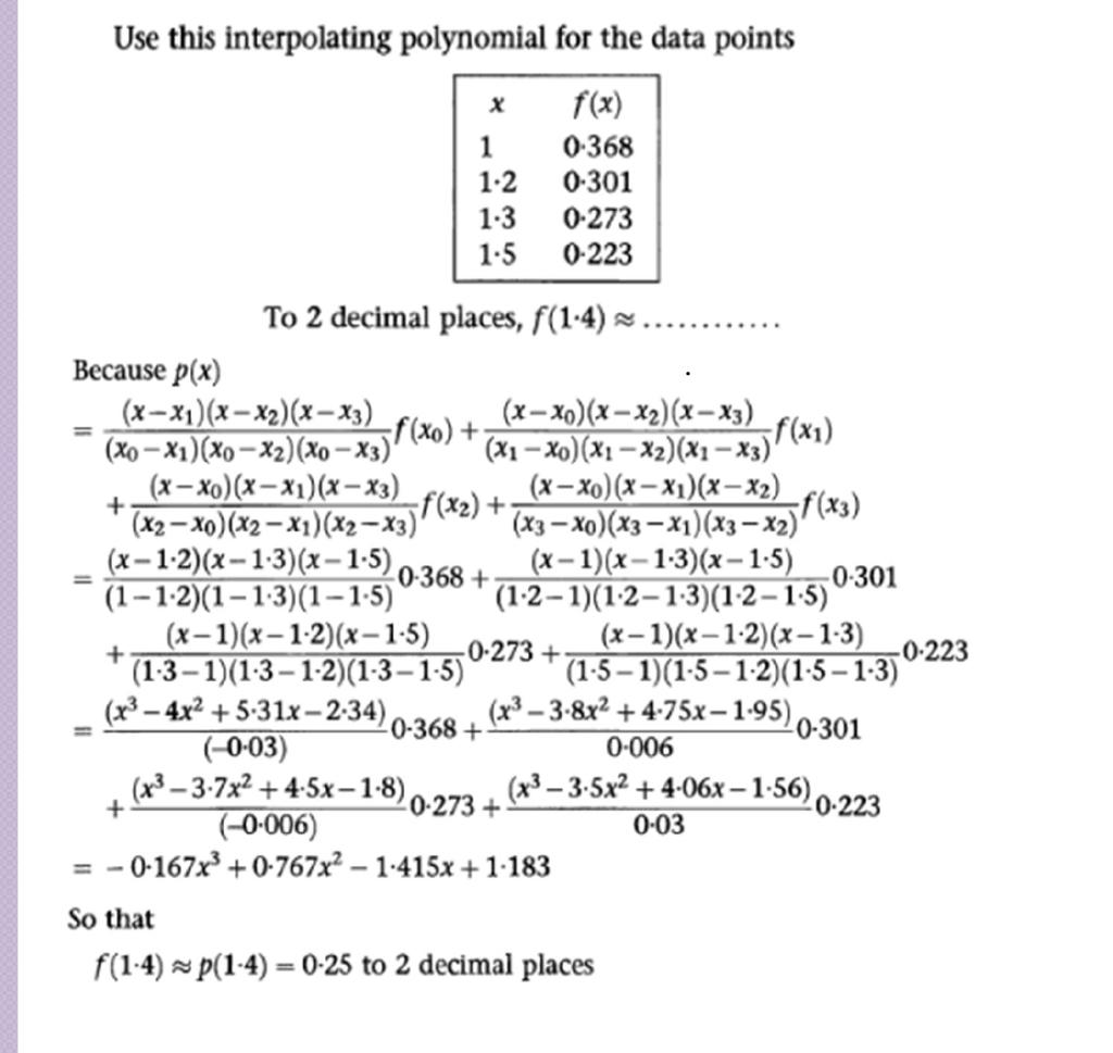 Solved Solve Cubic Interpolation In the (solved | Chegg.com