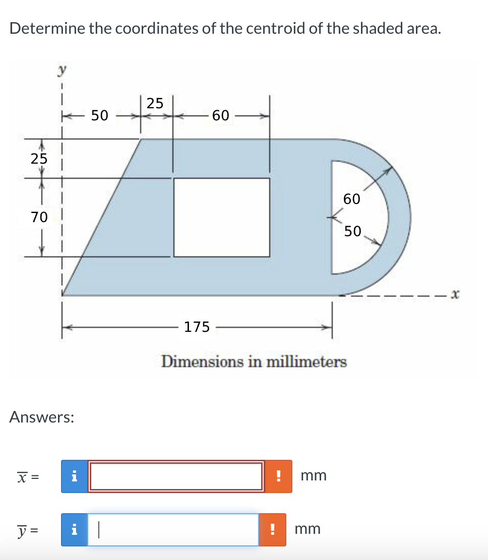 Solved Determine the coordinates of the centroid of the | Chegg.com