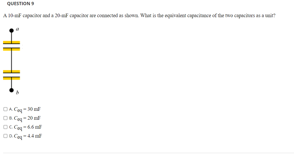 Solved QUESTIONS A 10-mF capacitor and a 20-mF capacitor are | Chegg.com