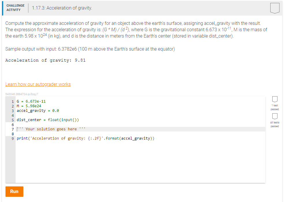 Solved 1.17.3: Acceleration of gravity.Compute the | Chegg.com