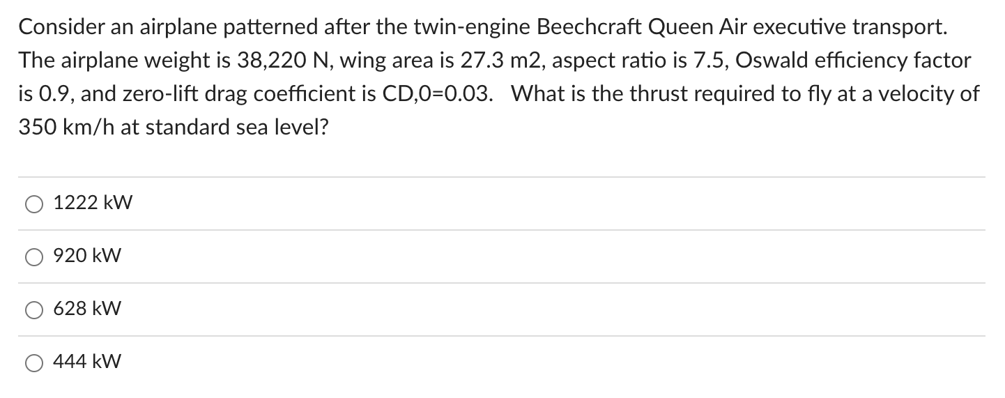 Consider an airplane patterned after the twin-engine | Chegg.com
