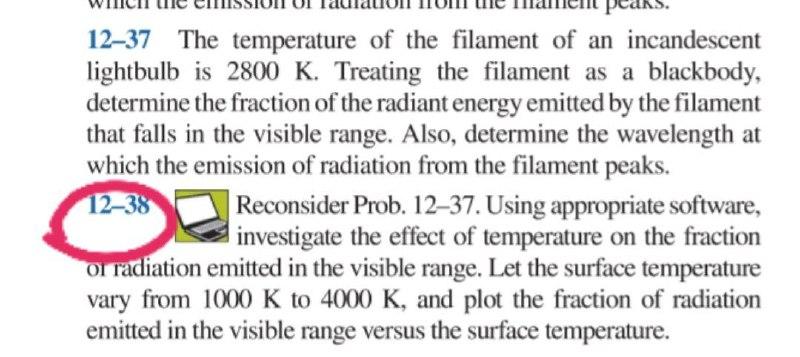 Solved 12–37 The temperature of the filament of an | Chegg.com