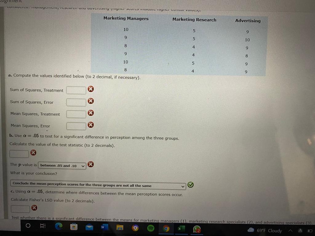 Solved What is your conclusion? Conclude the mean perception | Chegg.com
