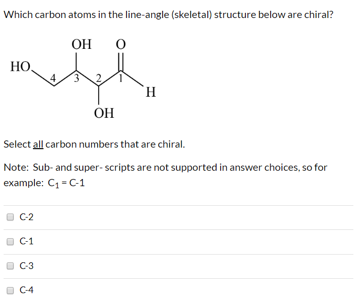 Solved Which carbon atoms in the line-angle (skeletal) | Chegg.com