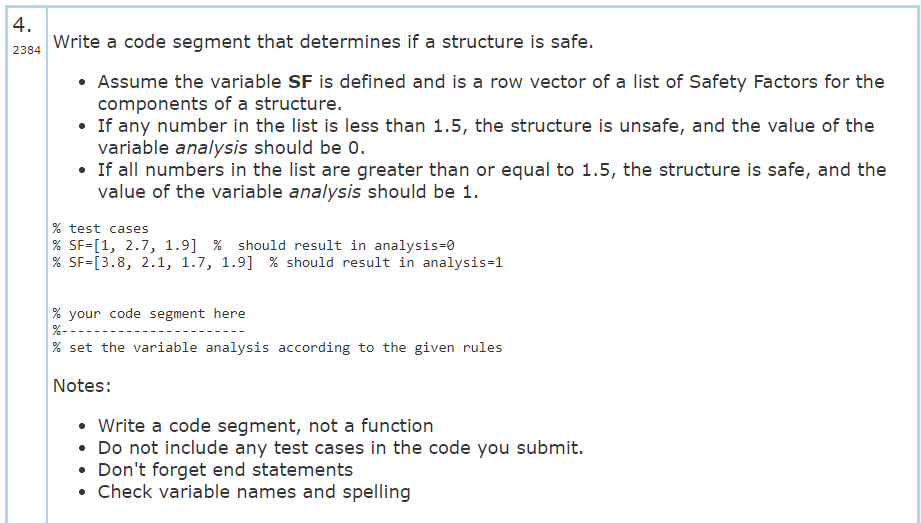 Solved 2384 Write a code segment that determines if a | Chegg.com