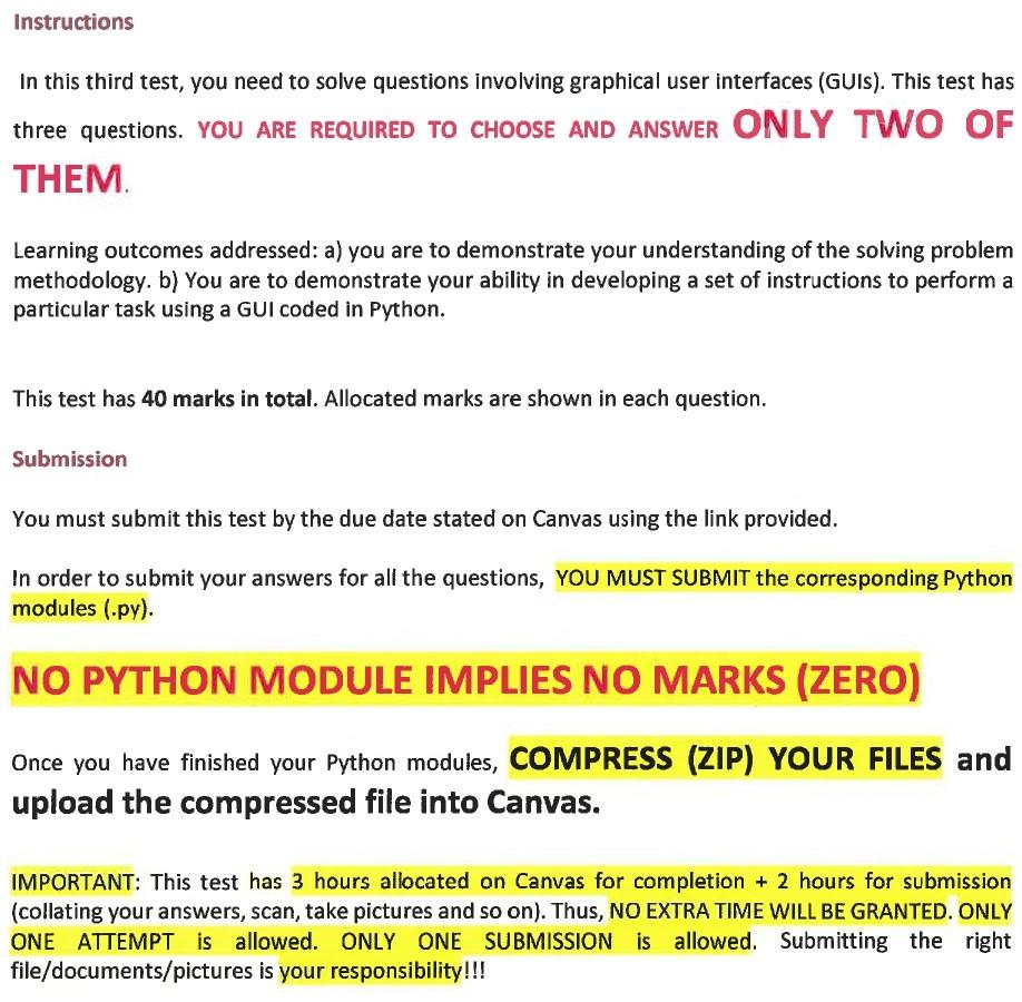 Solved In this third test, you need to solve questions | Chegg.com