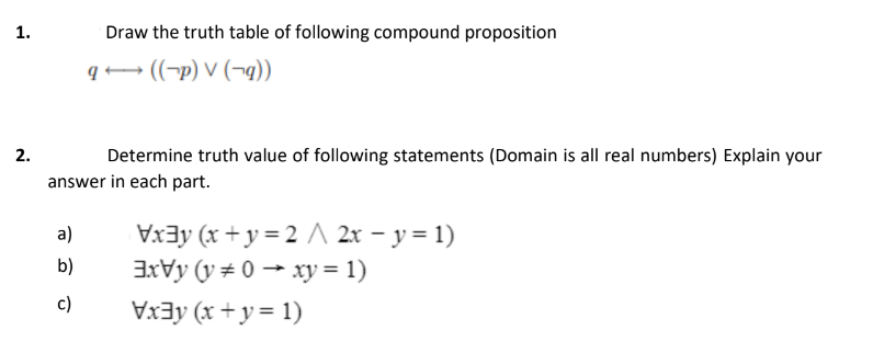 Solved 1. Draw the truth table of following compound | Chegg.com