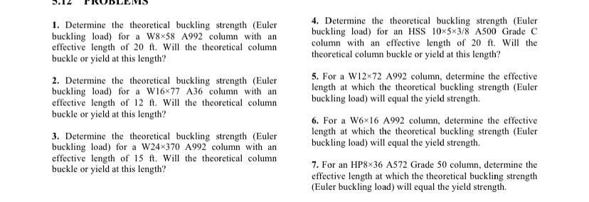 Solved 4. Determine the theoretical buckling strength (Euler | Chegg.com