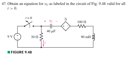 Solved 47. Obtain an equation for vc as labeled in the | Chegg.com