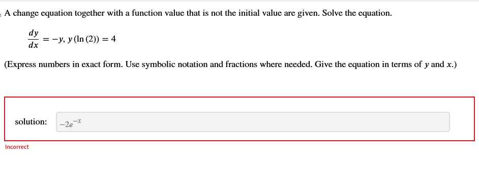 Solved A change equation together with a function value that | Chegg.com