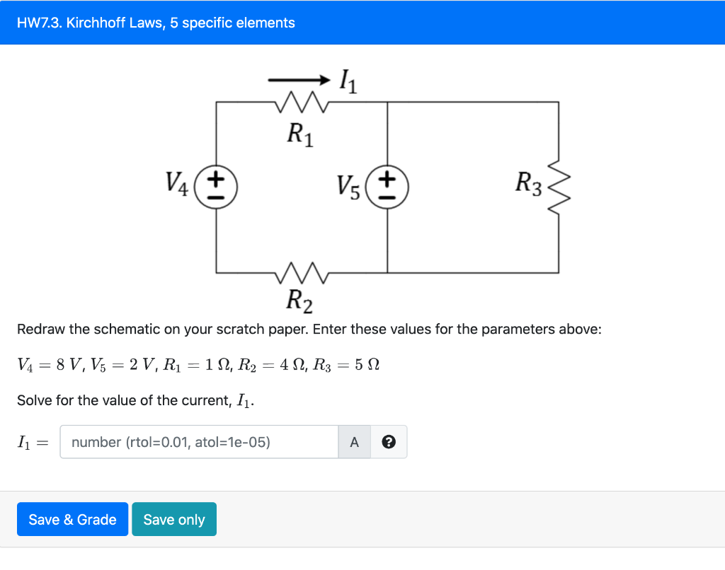 Solved HW7.3. Kirchhoff Laws, 5 specific elements 11 R1 14+ | Chegg.com