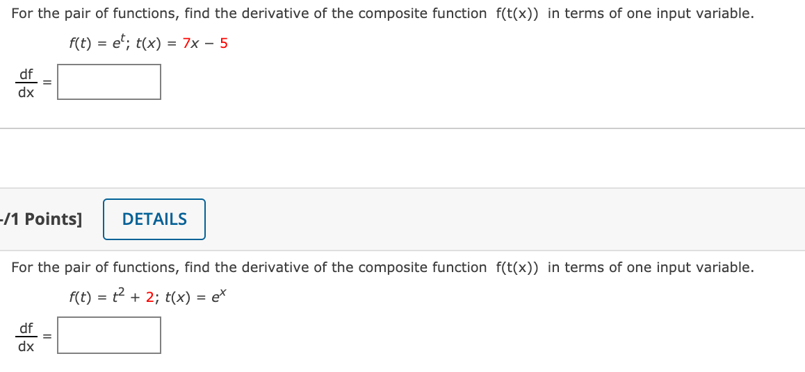 Solved For the pair of functions, find the derivative of the | Chegg.com
