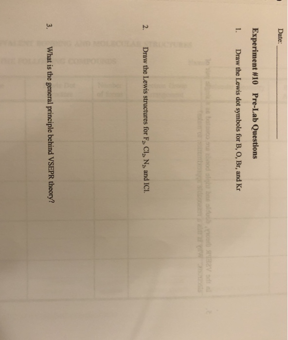Solved Date: Experiment #10 Pre-Lab Questions 1. Draw the | Chegg.com