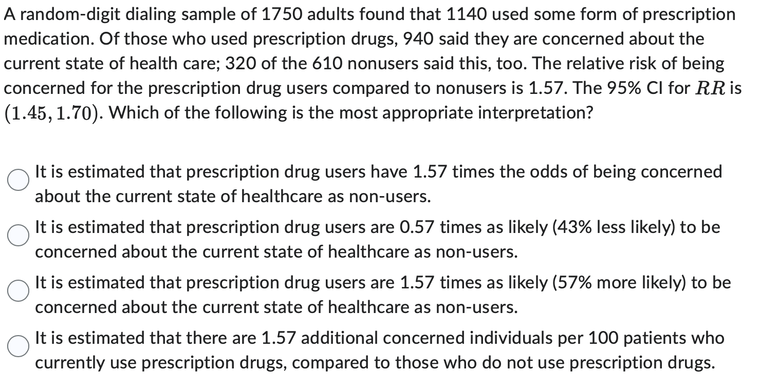 Solved random-digit dialing sample of 1750 adults found that | Chegg.com