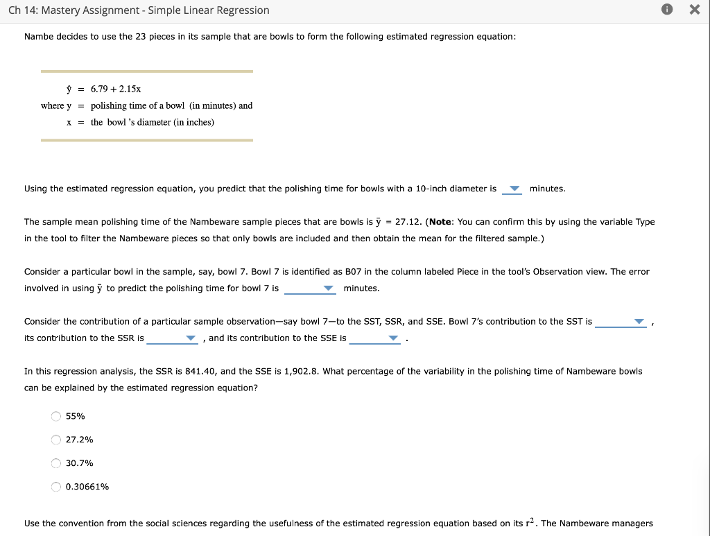 Solved Ch 14 Mastery Assignment Simple Linear Regression 4293