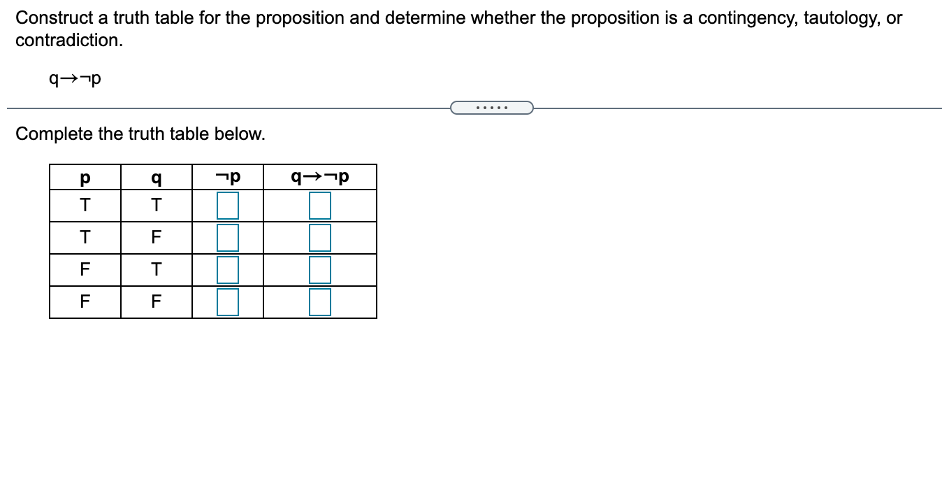 Solved Construct a truth table for the proposition and | Chegg.com