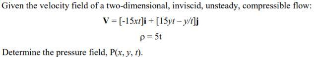 Solved Given the velocity field of a two-dimensional, | Chegg.com