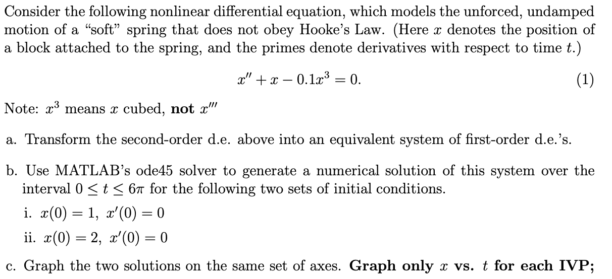 Solved Consider the following nonlinear differential | Chegg.com
