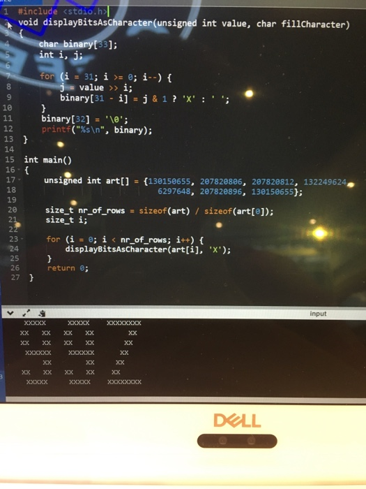 Solved #include void displayBitsAsCharacter(unsigned int | Chegg.com