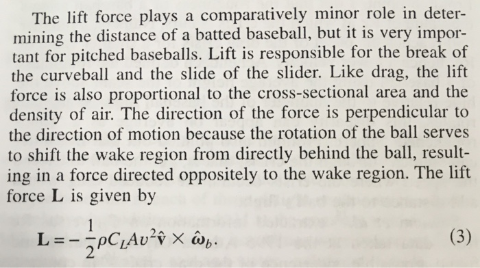 Solved Equation (3) provides a description of the lift force | Chegg.com