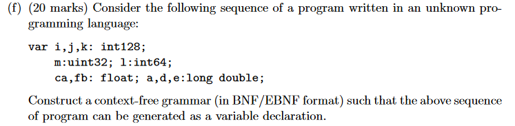 (f) (20 marks) Consider the following sequence of a | Chegg.com