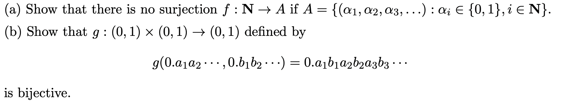 Solved A Show That There Is No Surjection F N→a If