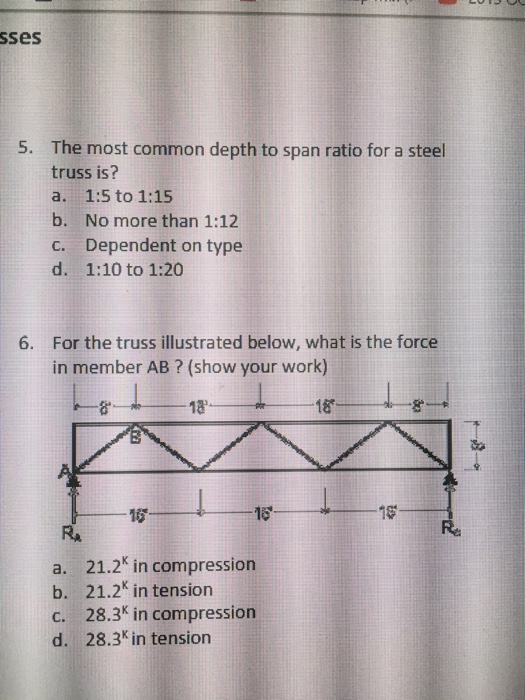 Solved sses The most common depth to span ratio for a steel | Chegg.com