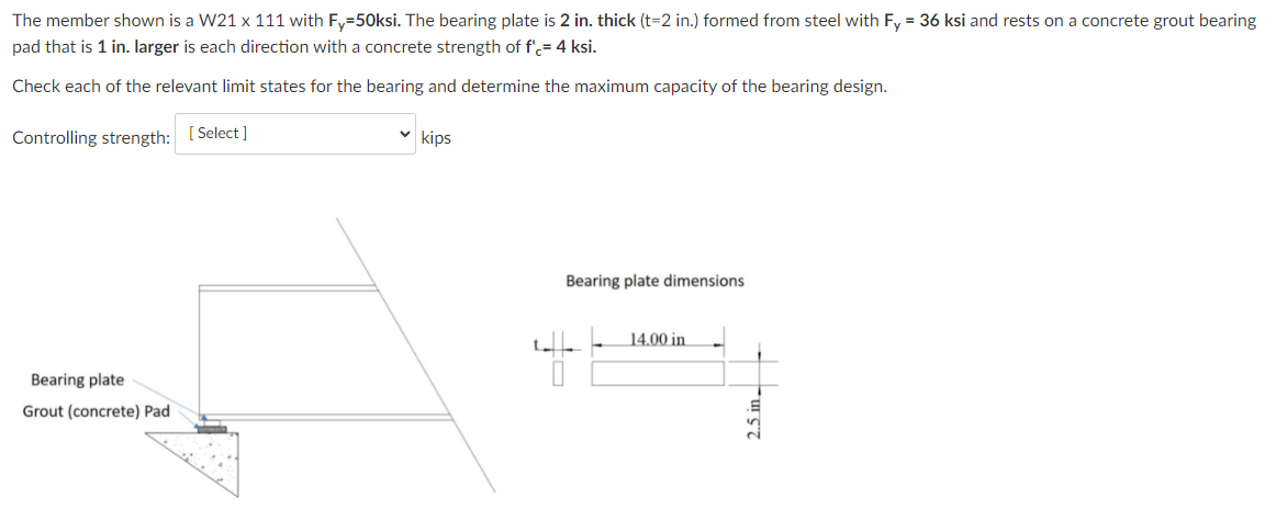 Solved The member shown is a W21 x 111 with Fy=50ksi. The | Chegg.com