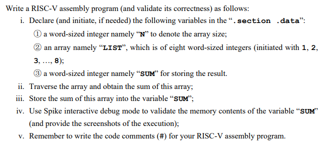 Solved 文字：Write a RISC-V assembly program (and validate its | Chegg.com