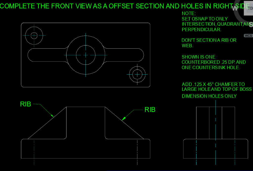 Solved TA TO COMPLETE THE FRONT VIEW AS A OFFSET SECTION AND | Chegg.com